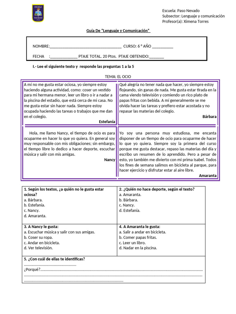 Actv Final 6° | PDF