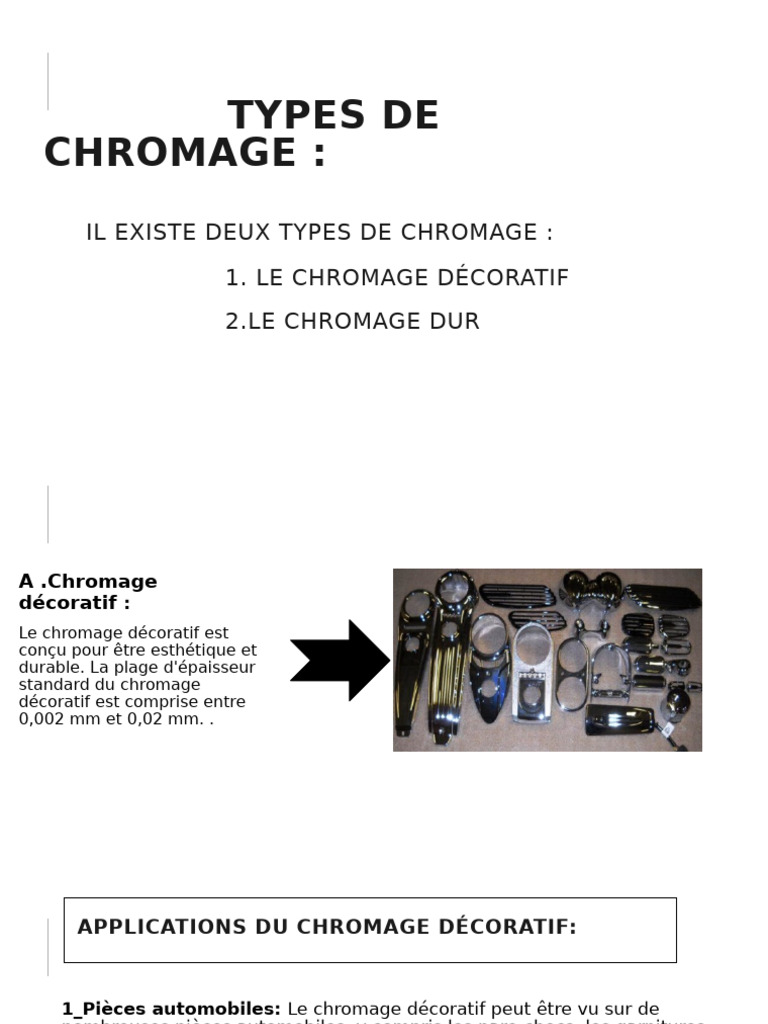 Types de chromage : décoratif et dur | PDF | Chrome | Matériaux
