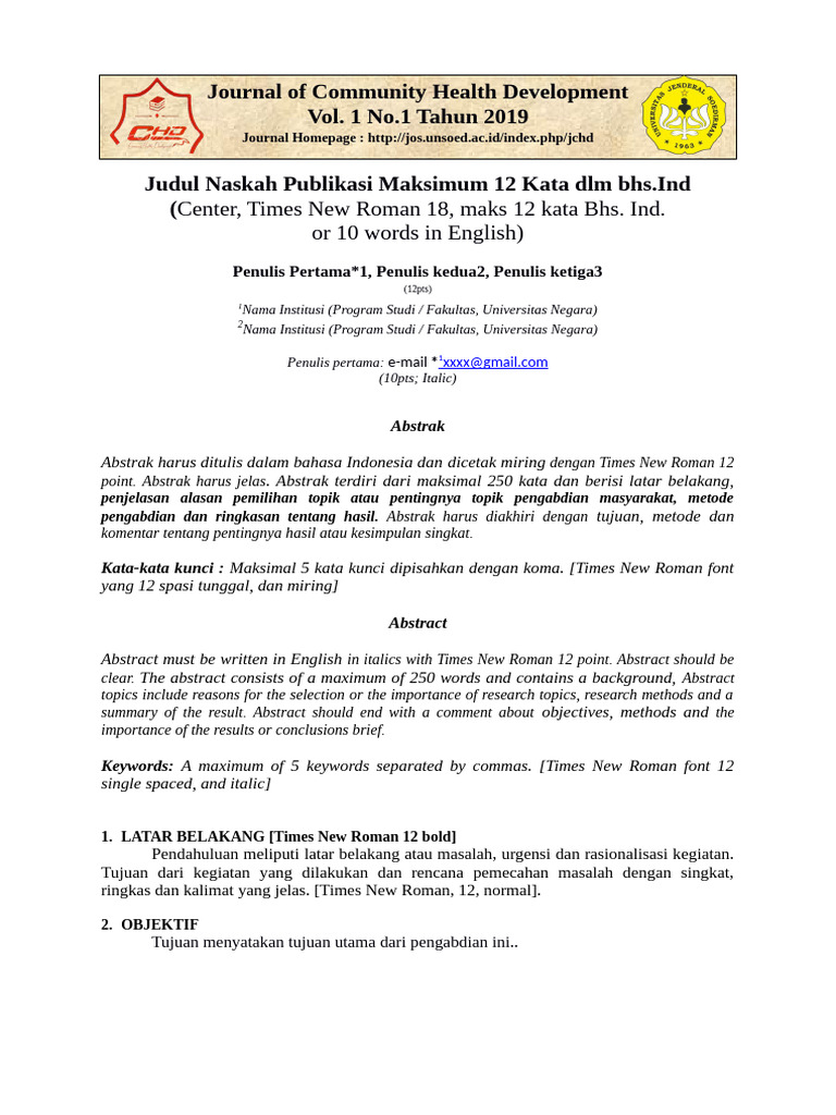 Template JCHD Indonesia. | PDF