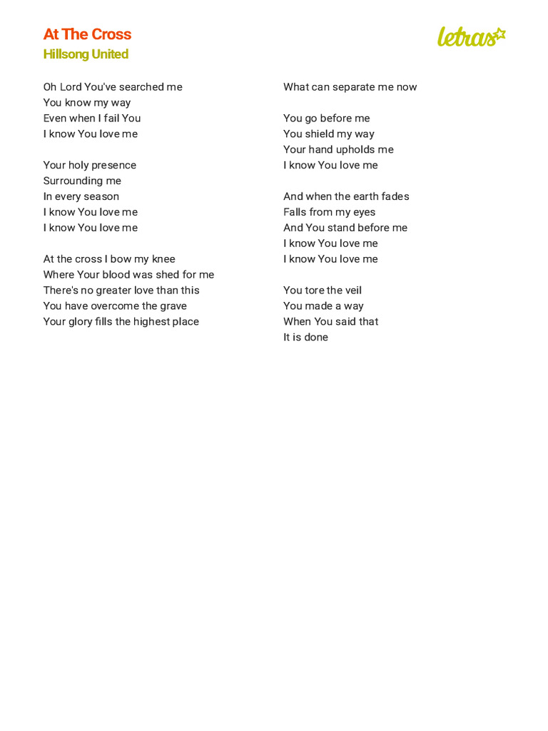 AT THE CROSS - Hillsong United | PDF