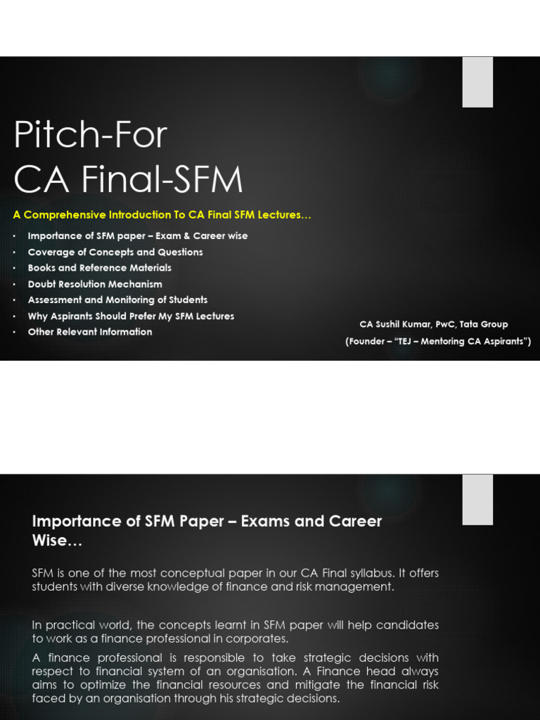 Pitch For Ca Final Sfm Pdf