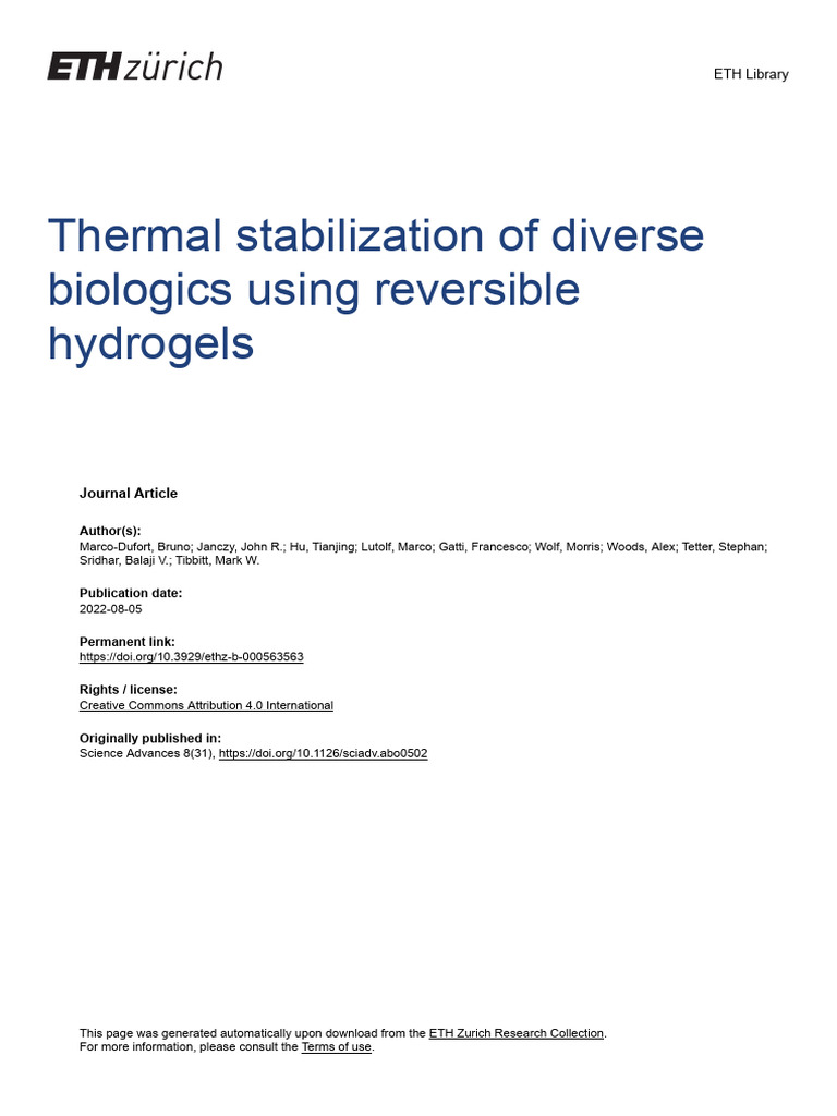 Thermal Stabilization of Diverse Biologics Using R | PDF