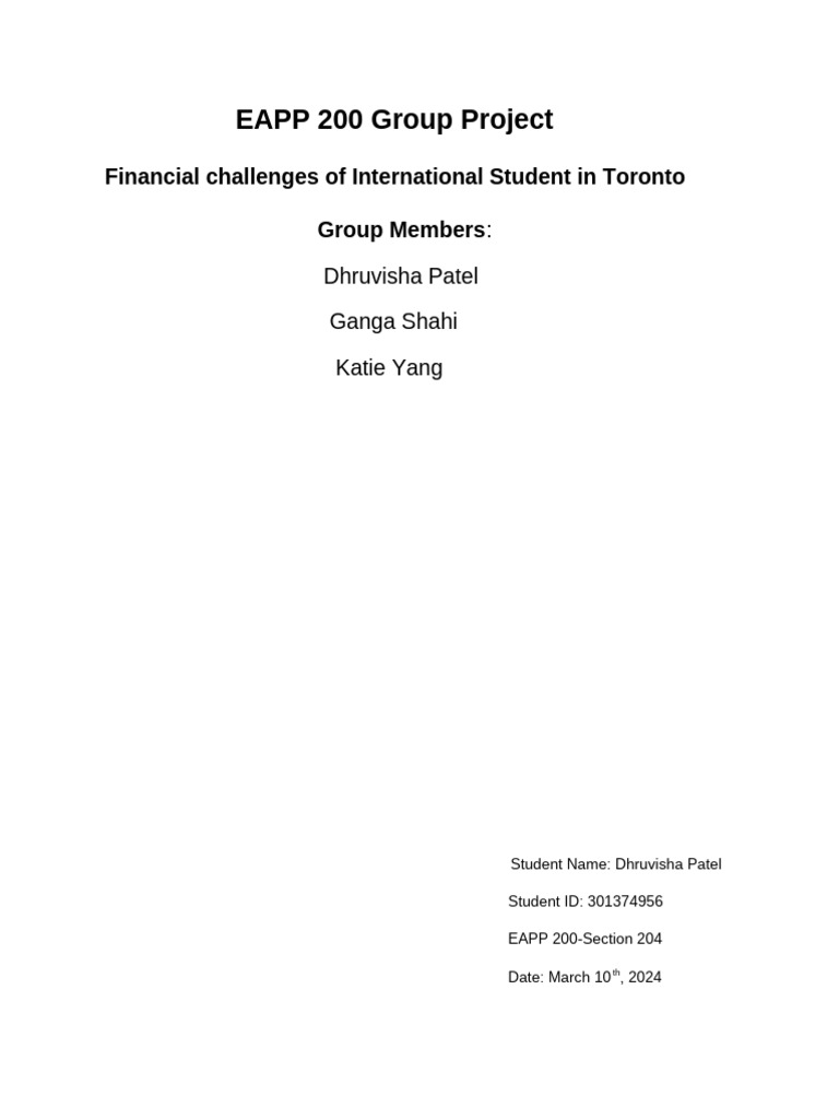 EAPP 200 Group Project | PDF