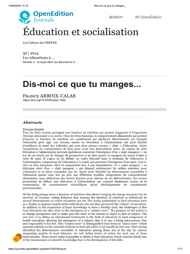 Dis Moi Ce Que Tu Manges | PDF