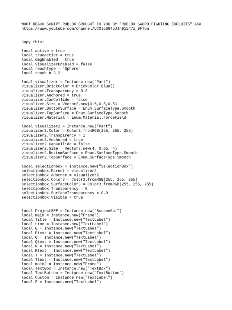 Woot Reach Script Roblox | PDF