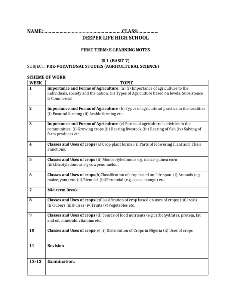 2017 Agric E-note Js 1 1st Term | PDF
