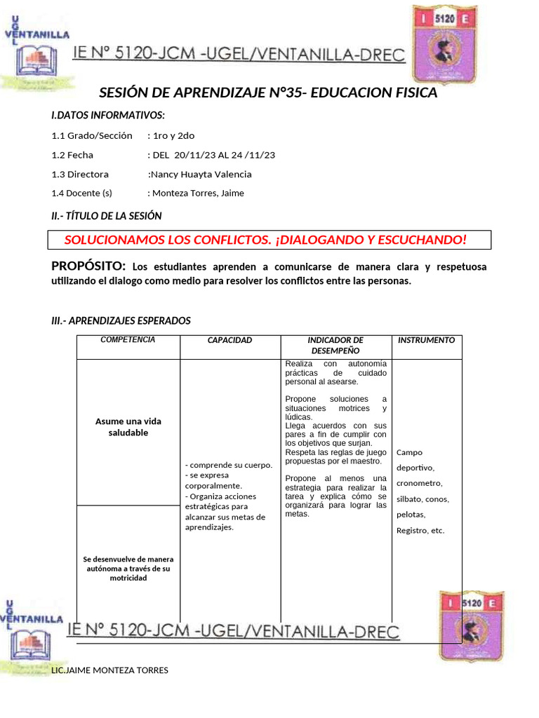 SESION DE APRENDIZAJE # 35 1ro 2do 2023 | PDF