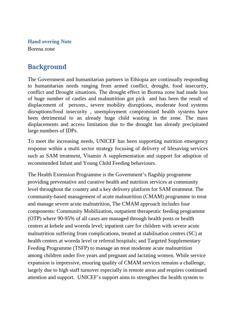 Hand Overing Note Borena | PDF