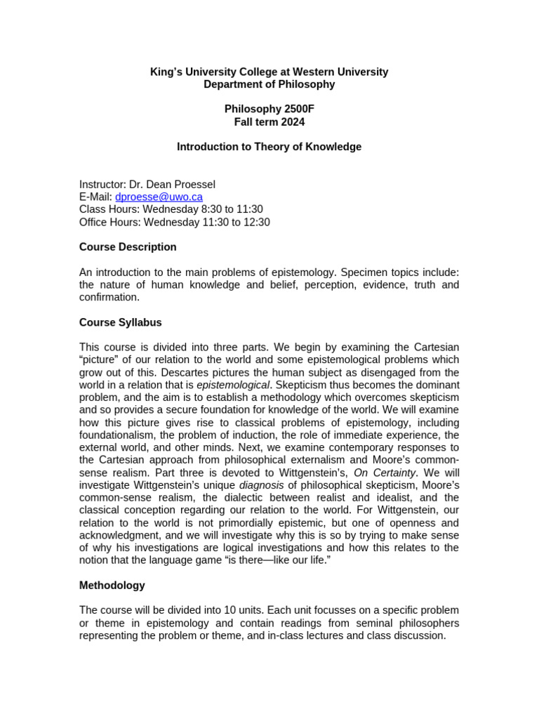 course outline 2500f, 2024 | PDF