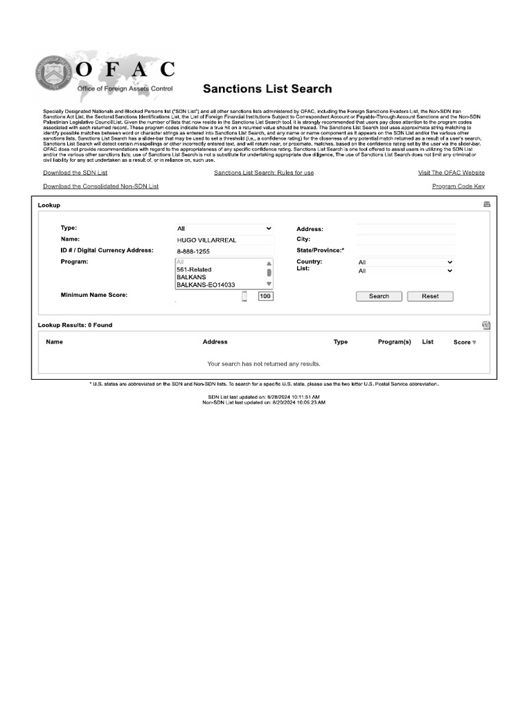 Ofac - Hugo Villarreal | PDF
