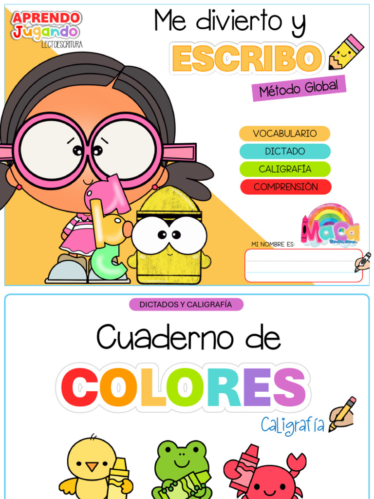 Cuaderno de Dictados y Caligrafía Colores | PDF | Color | Rojo