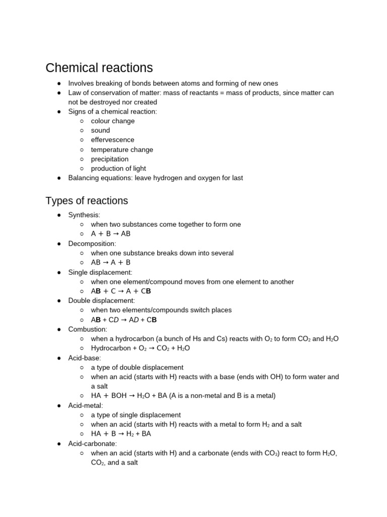 Quebec Sec 4 Science Unit 6 Summary | PDF