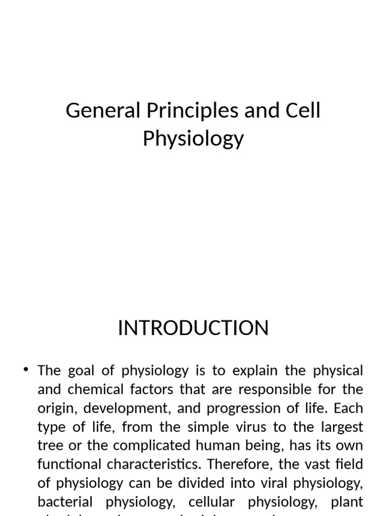General Principles Physiology A | PDF