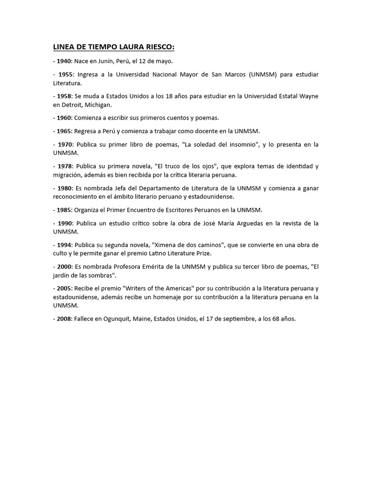 Linea de Tiempo Laura Riesco | PDF