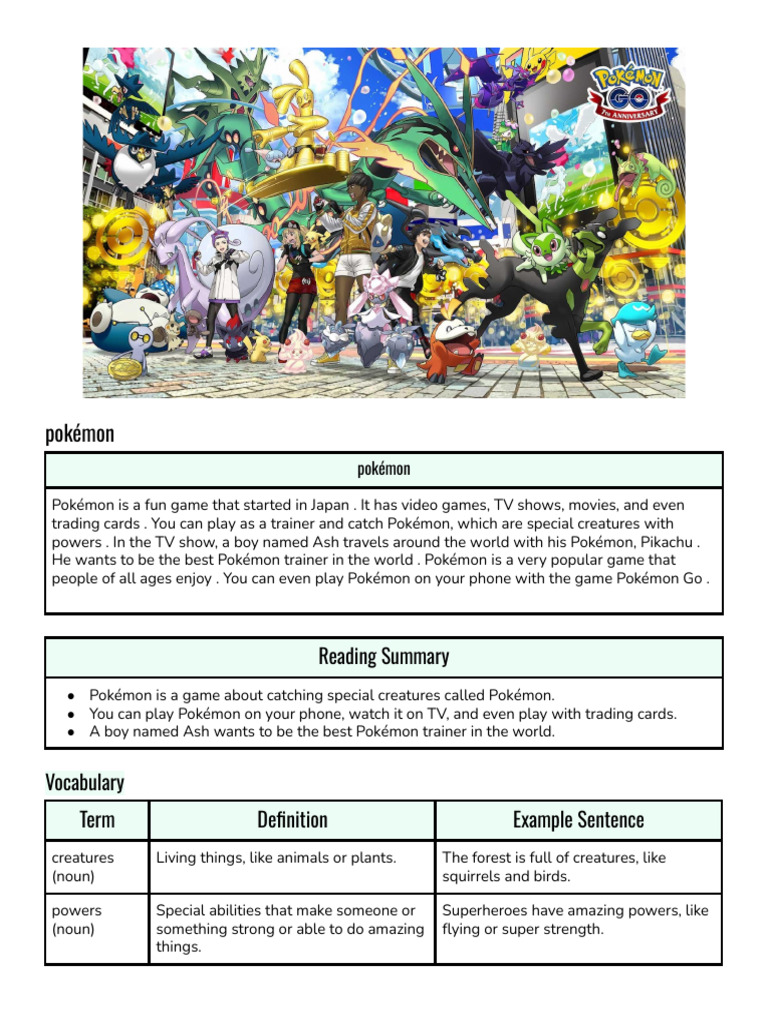 ELA - Pokémon | PDF