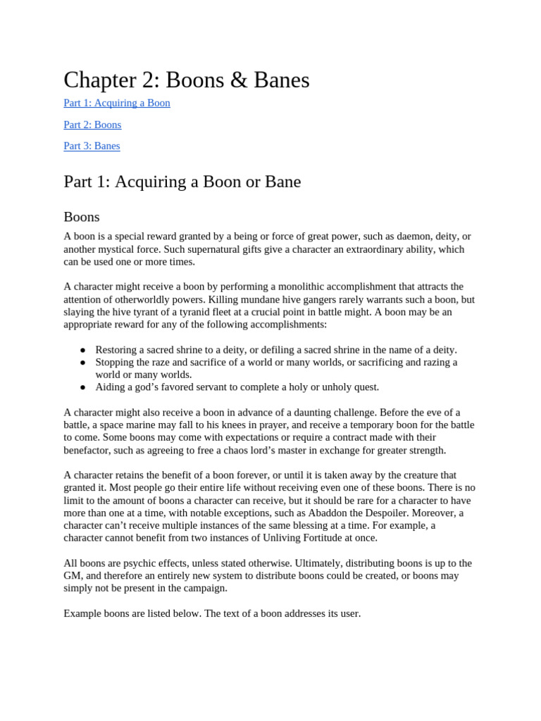 Ch. 2 - Boons & Banes | PDF