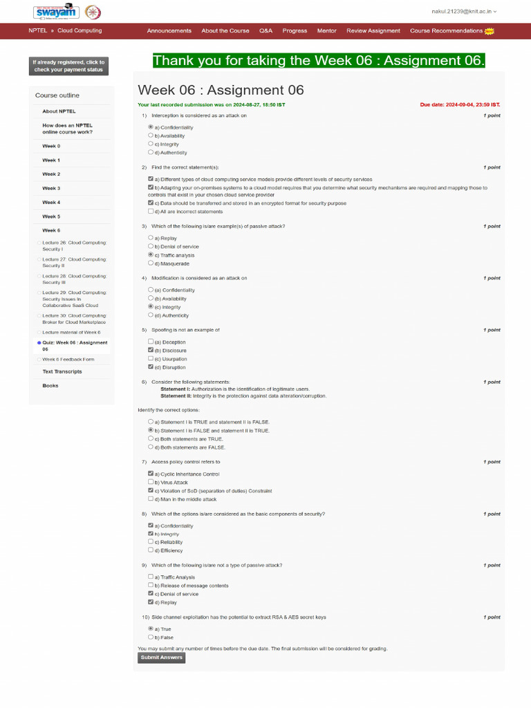 Nptel Week 6 Assign | PDF