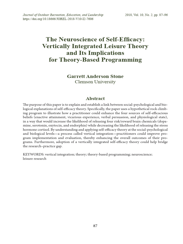 2018 The Neuroscience of Self-Efficacy | PDF