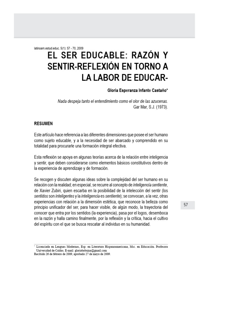 Infante. El Ser Educable | PDF