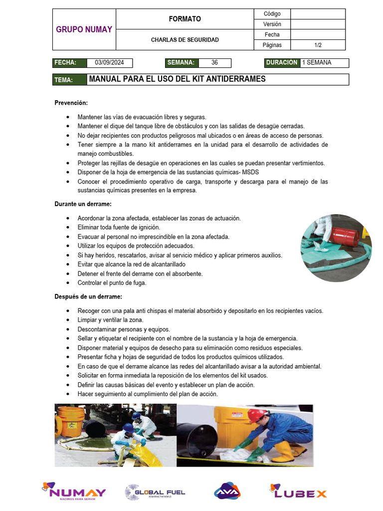 MANUAL PARA EL USO DEL KIT ANTIDERRAMES | PDF