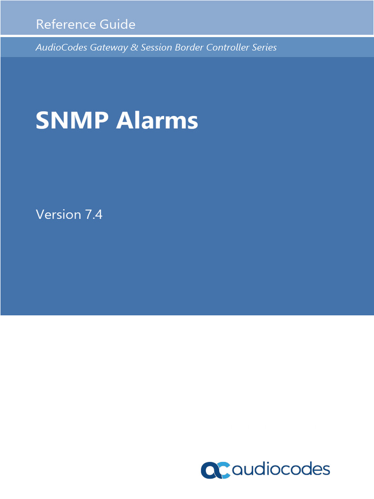 SBC Gateway Series SNMP Alarms Reference Guide Ver 74 | PDF