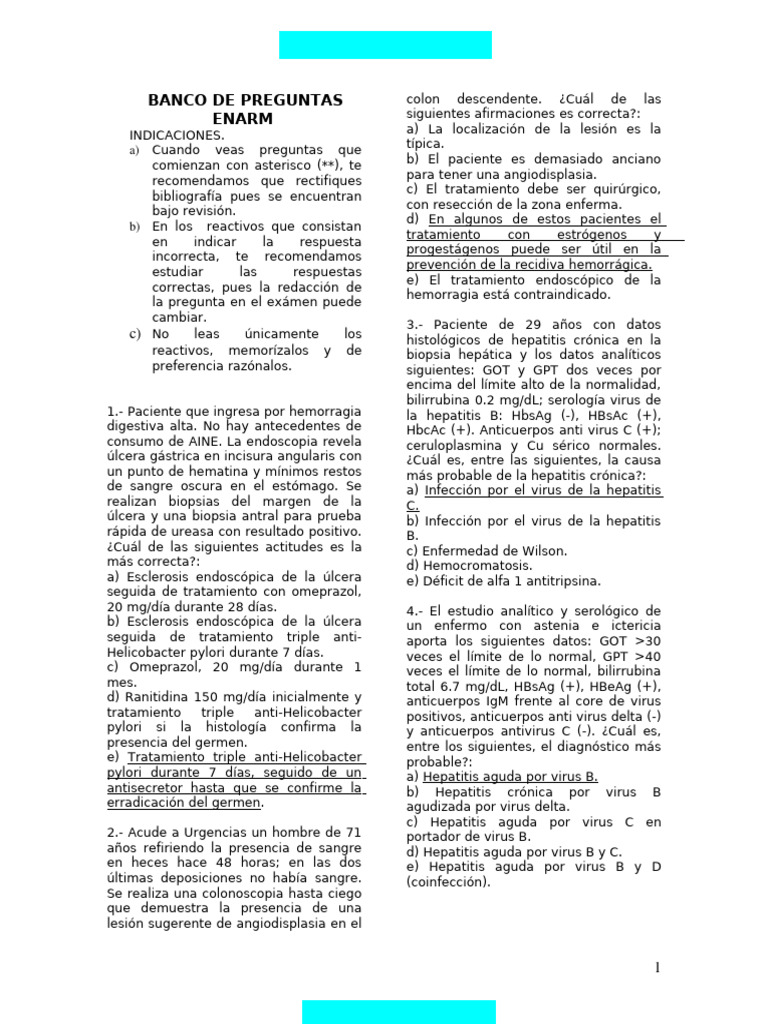 Banco de Preguntas Enarm | PDF