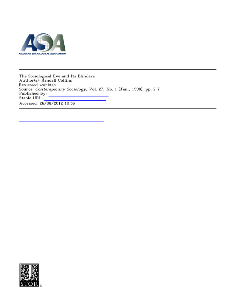 Collins, Randall - Sociological Eye & Its Blinders1 | PDF