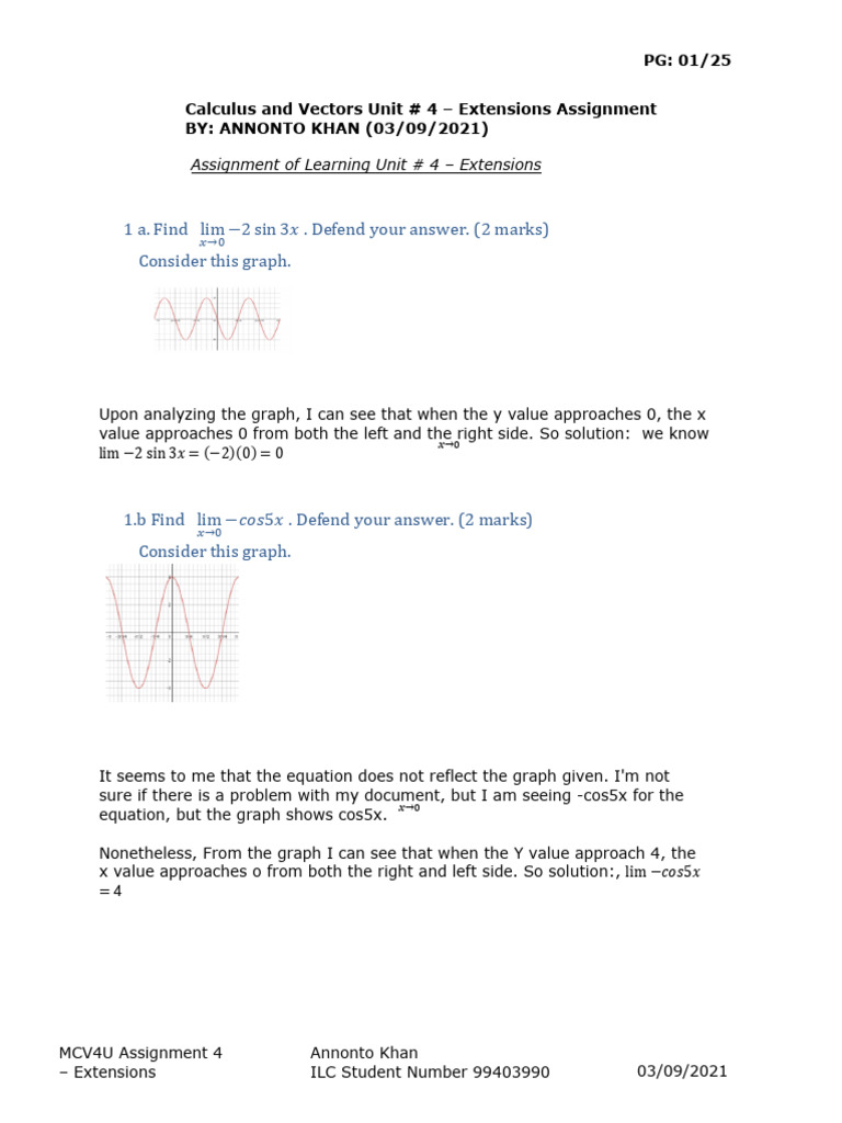 Mcv4u Assignment # 4 - Annonto Khan | PDF