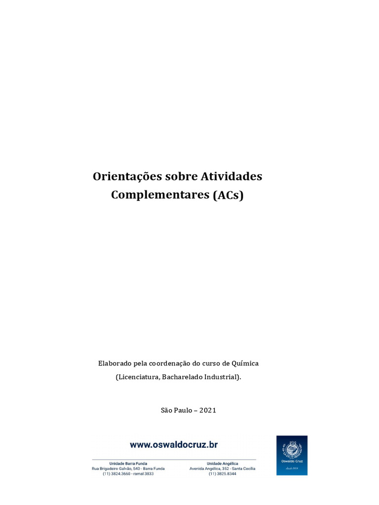 Guia Atividades Complementares - FFCL-ISE | PDF