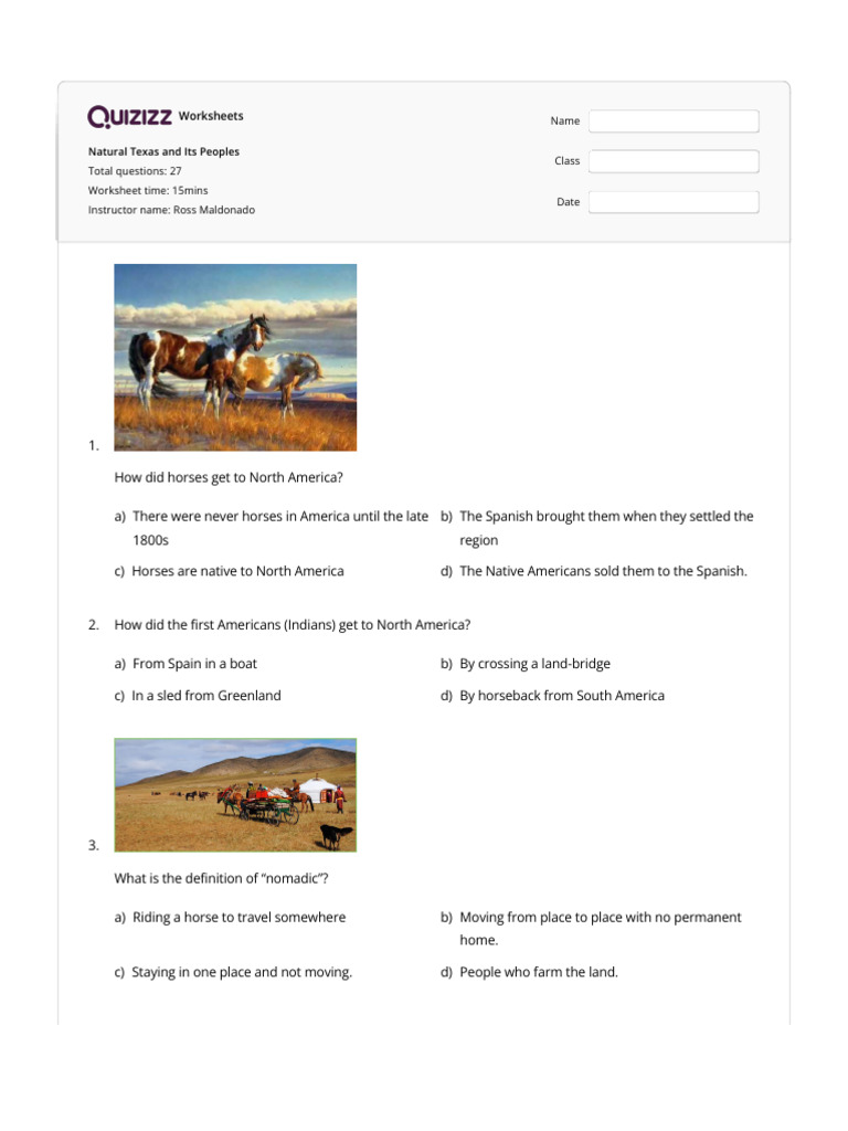 Texas Native Peoples and Regions Quiz | PDF | Texas | Nomad