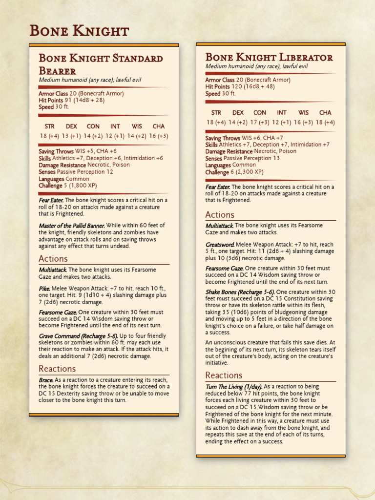Bone Knight - The Homebrewery | PDF