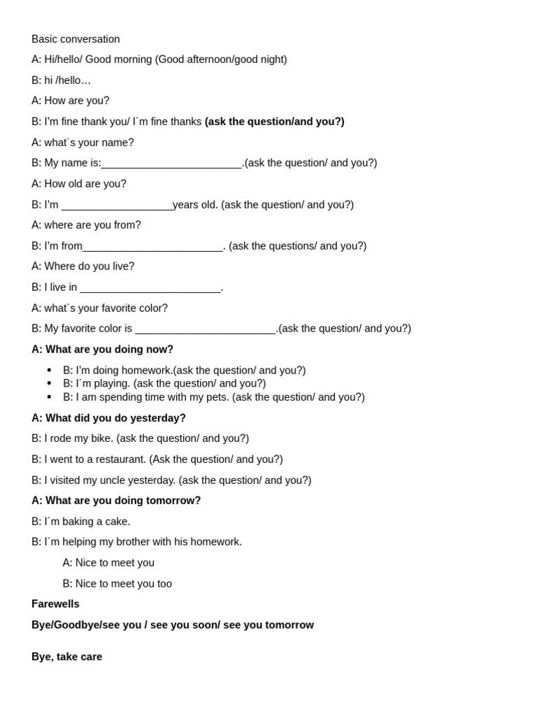 Basic conversation | PDF