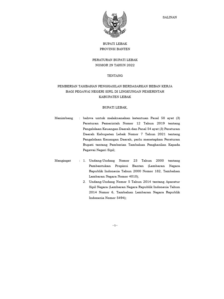 Perbup TPP Beban Kerja | PDF