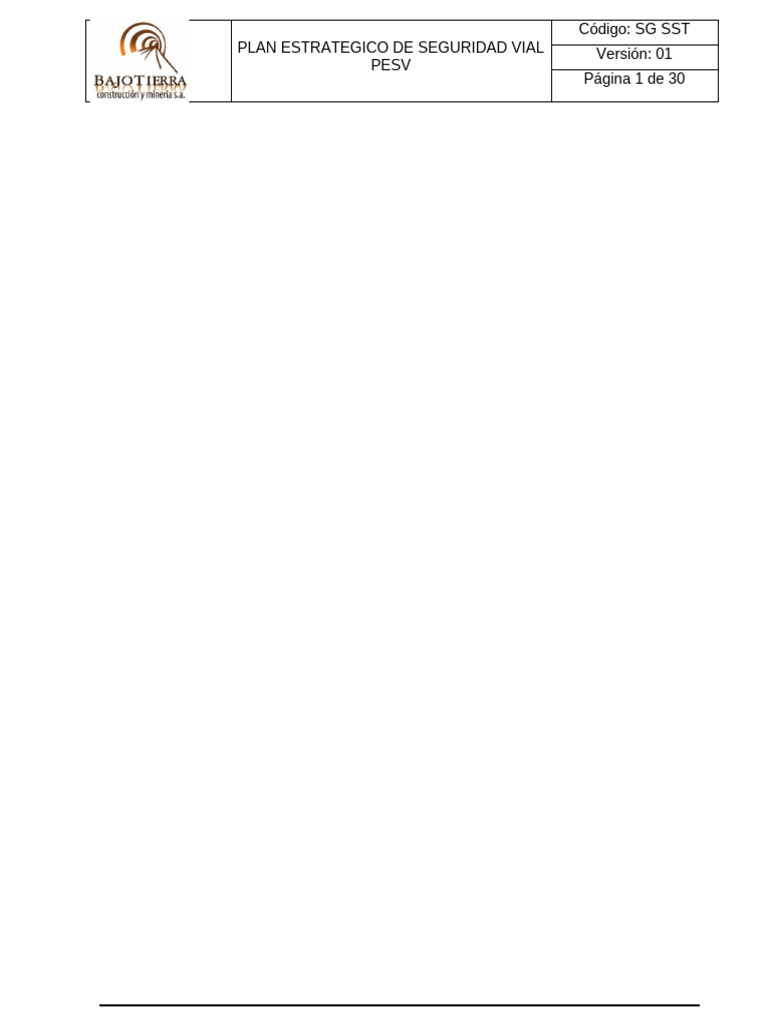 0.DOCUMENTO PLAN ESTRATGICO DE SEGURIDAD VIAL | PDF