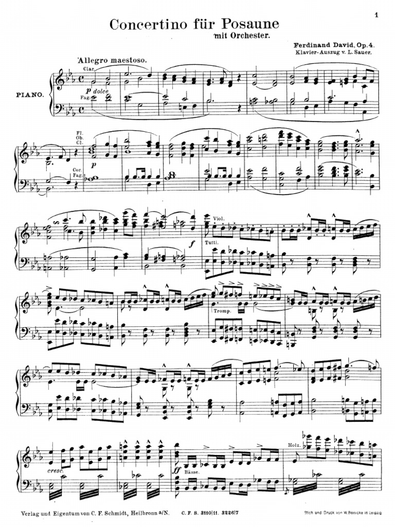 IMSLP903273-PMLP486234-Ferdinand David Trombone Concerto Piano Score | PDF