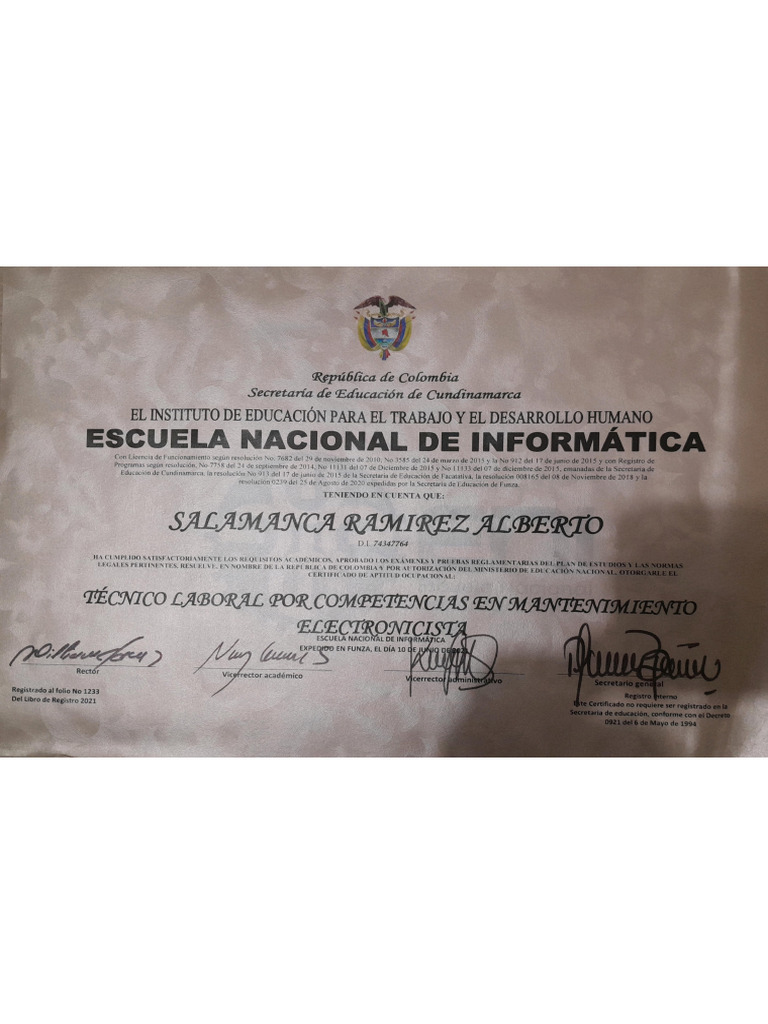 Certifica Do Tec Nico | PDF
