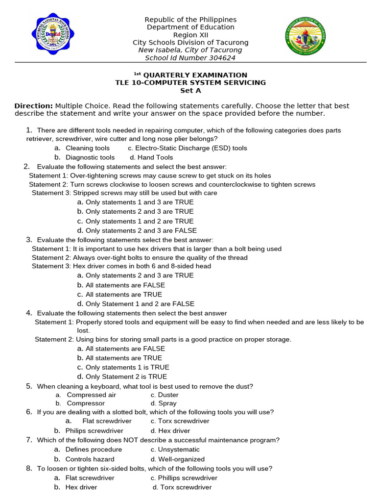 1st Quarter Assessment | PDF