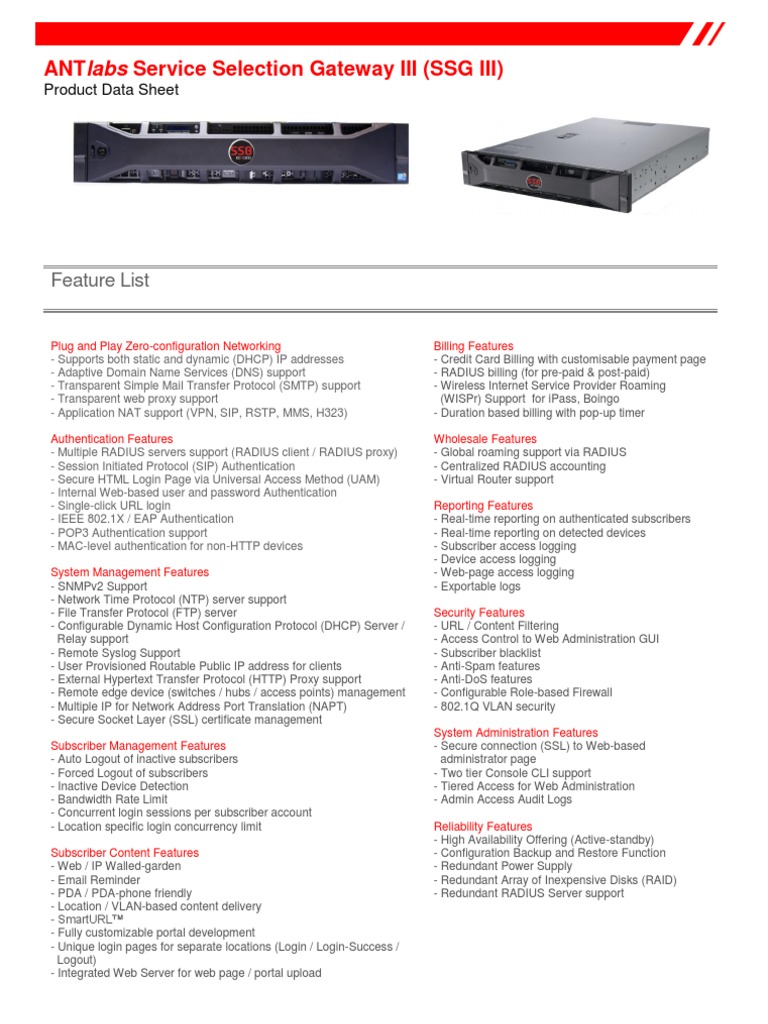 SSG III Product Data Sheet - r1 - 03 | PDF | Proxy Server | Radius