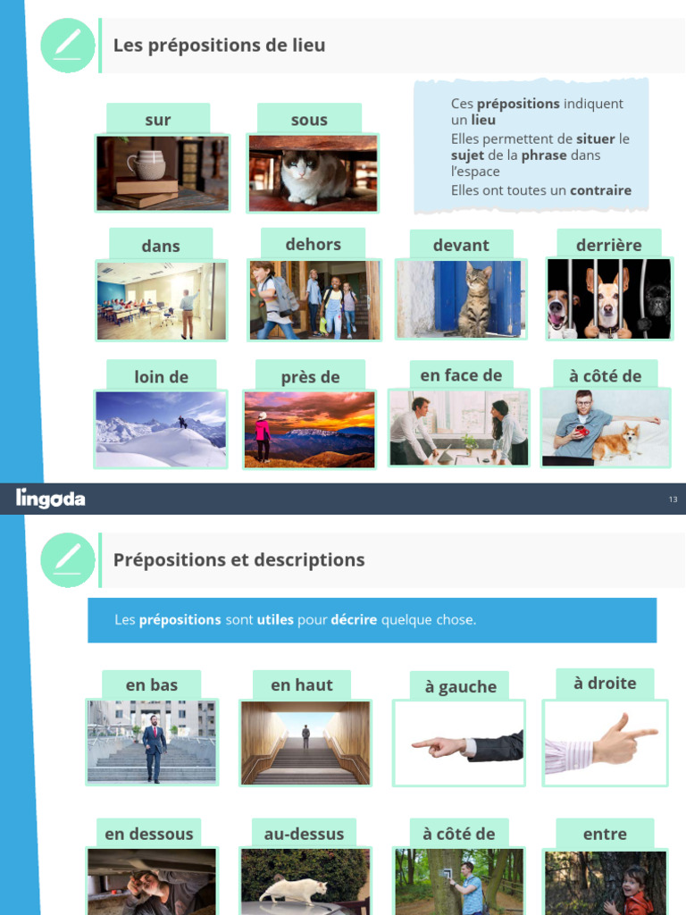 Grammaire Française - Les Prépositions de Lieu | PDF