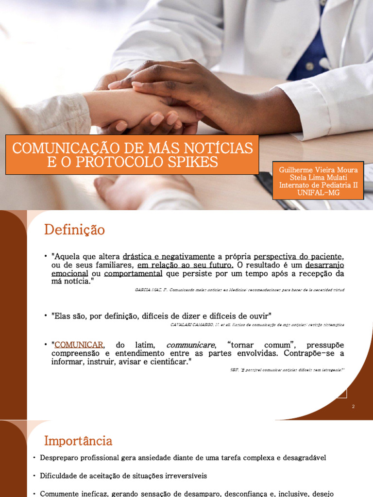 Comunicação de Más Notícias e Protocolo SPIKES | PDF