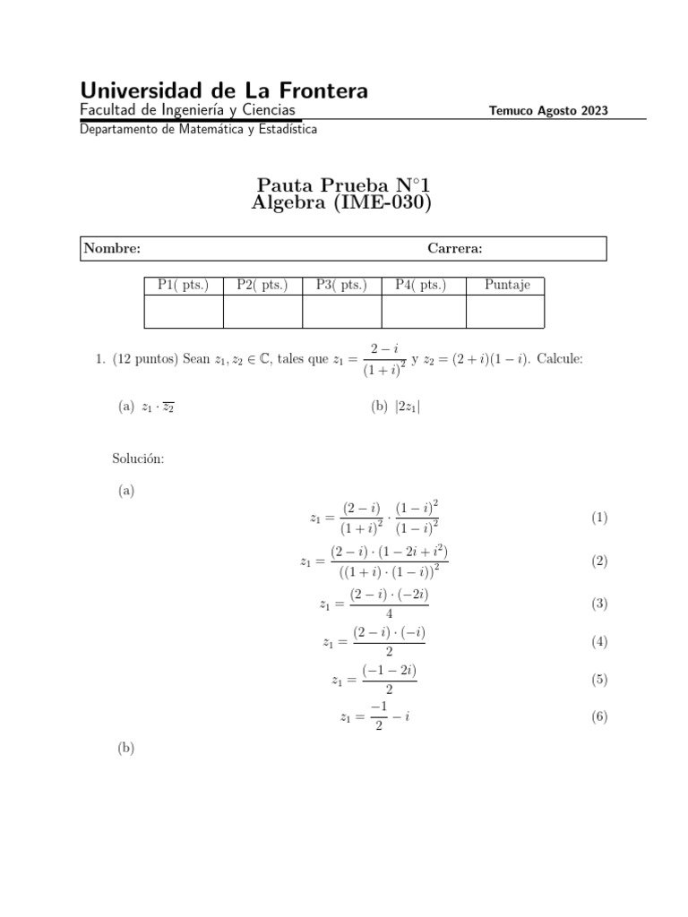 Solucion Prueba 1 | PDF