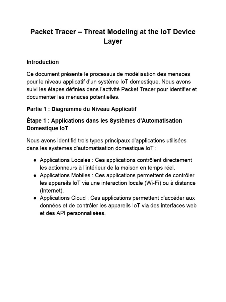 3.packet Tracer - Threat Modeling at The IoT Device Layer | PDF