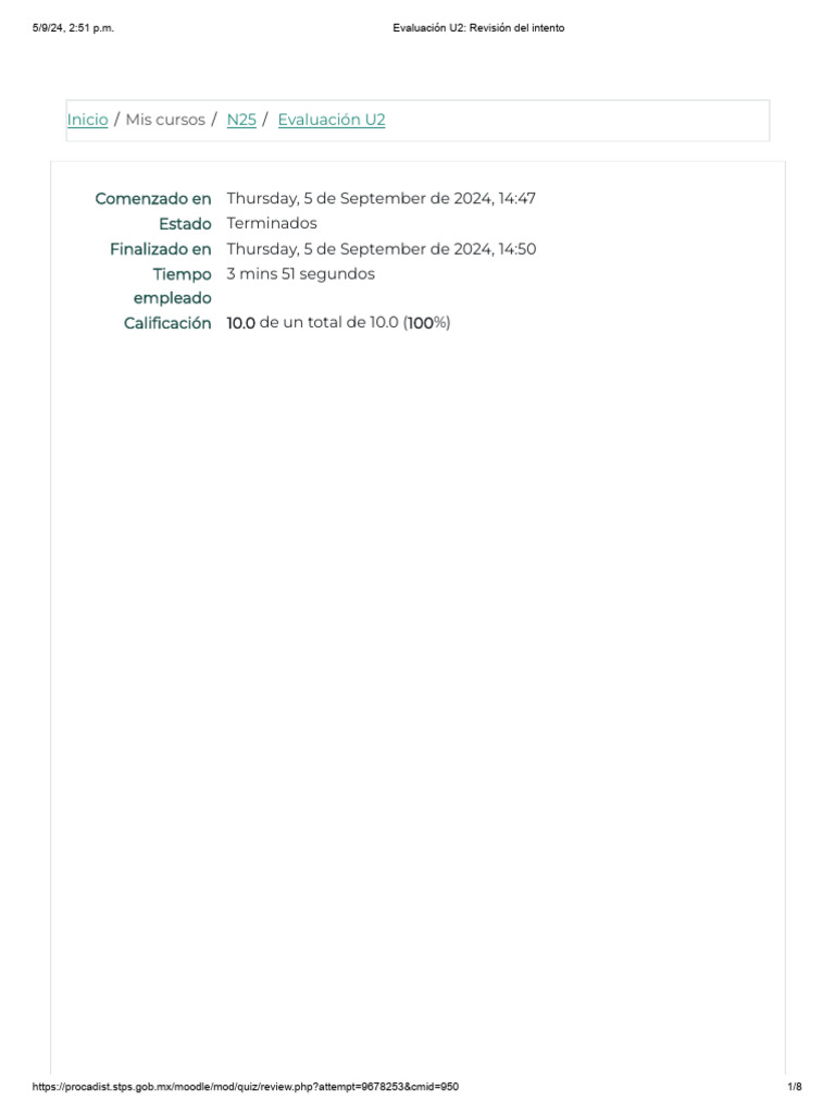 Evaluación U2 - Revisión Del Intento | PDF