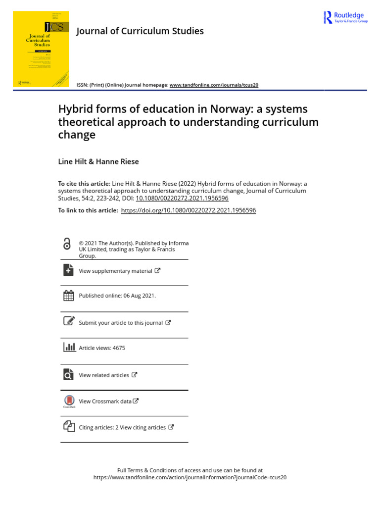 Hybrid Forms of Education in Norway A Systems Theoretical Approach To ...
