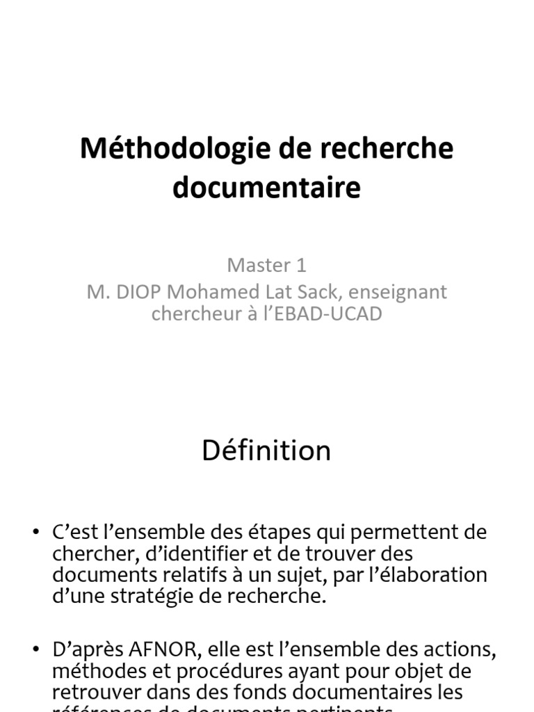 Methodologie de Recherche Documentaire - MDIOP | PDF