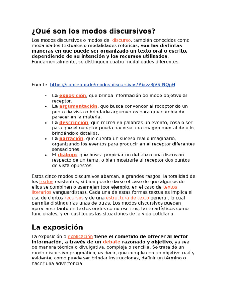 Qué Son Los Modos Discursivos | PDF