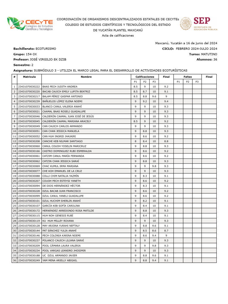 F154. Acta 3er Parcial | PDF