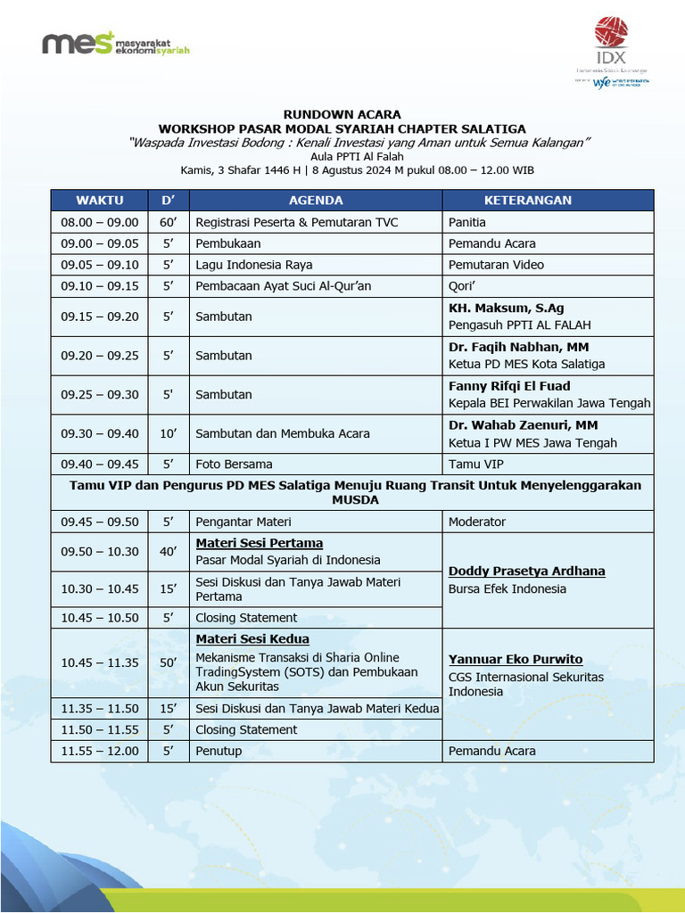 Rundown MC Salatiga | PDF