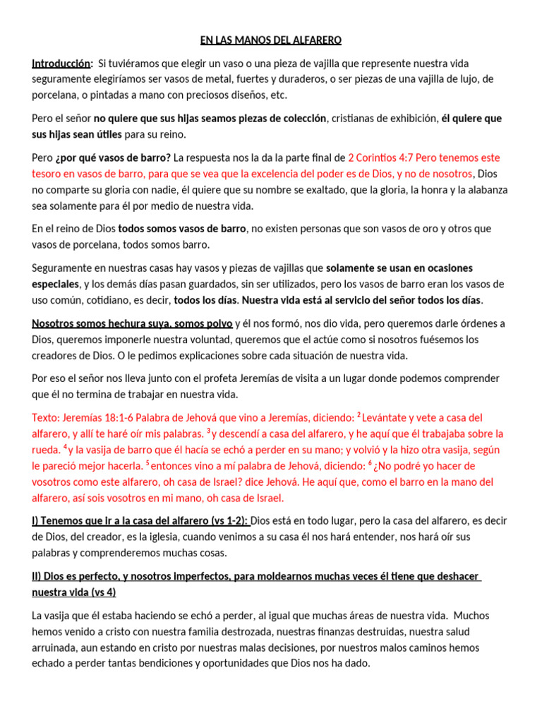 Barro en las Manos del Alfarero | PDF | Vajilla | Cristo (título)