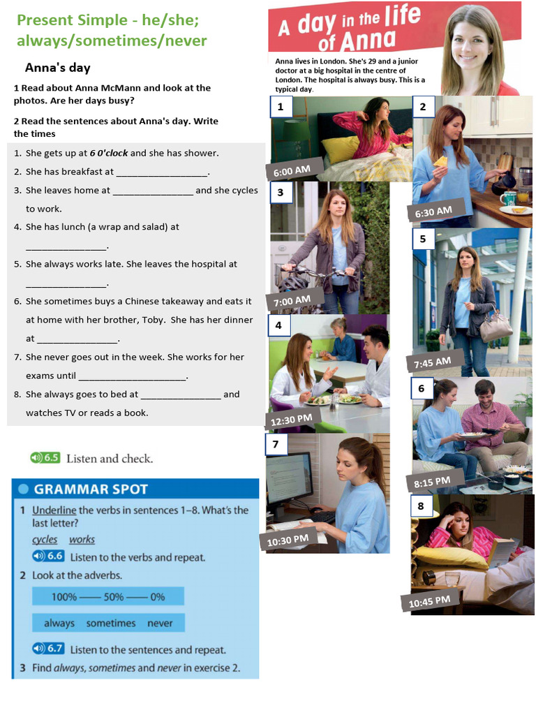 Anna's Daily Routine in Present Simple | PDF